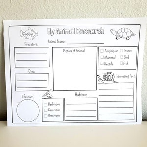 Animal Report Template Research Worksheet Homeschool Printable Science ...
