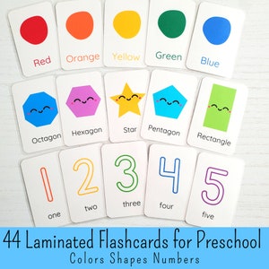 Preschool Laminated Flashcards Colors Shapes Numbers Kids - Etsy
