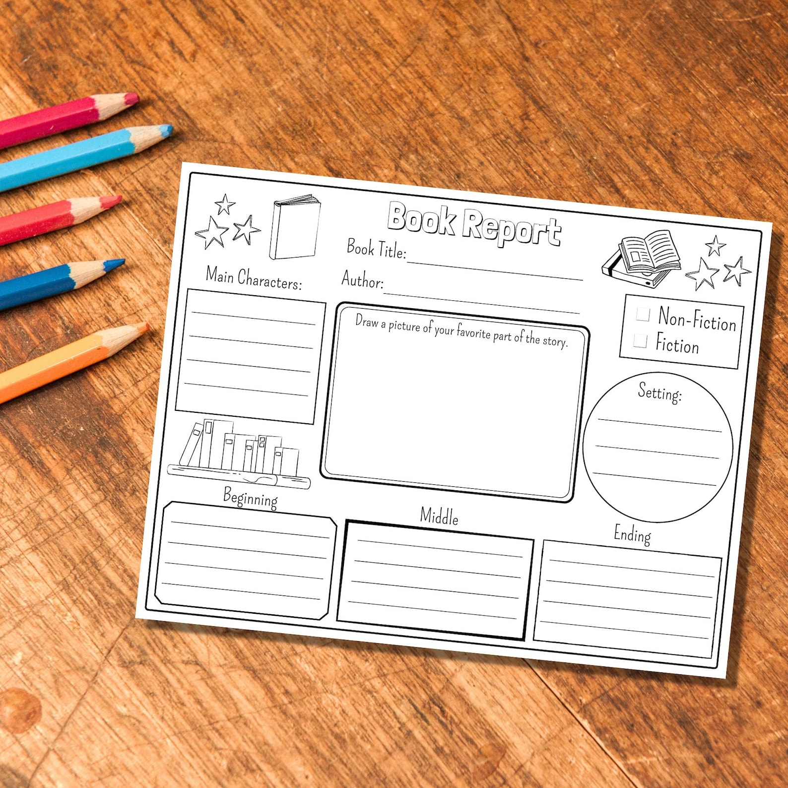 Book Report for Kids Printable Book Report Worksheet Homeschool Book ...