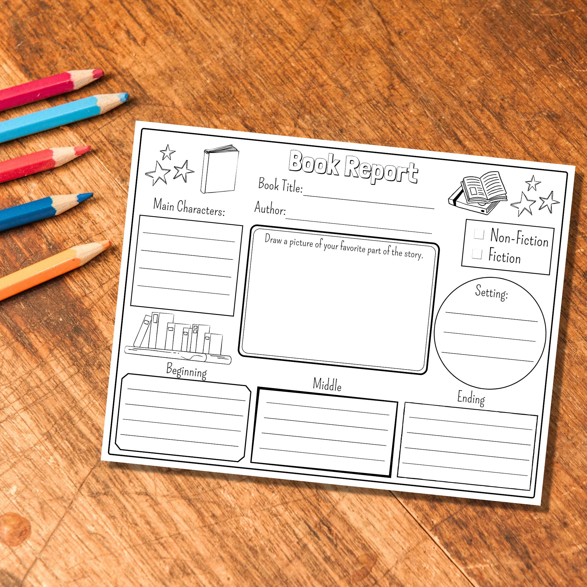 Book Report for Kids Printable Book Report Worksheet Homeschool Book ...