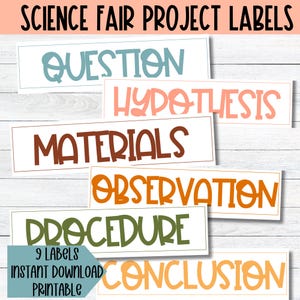 Printable Science Fair Project Labels Science Experiment Labels Science ...