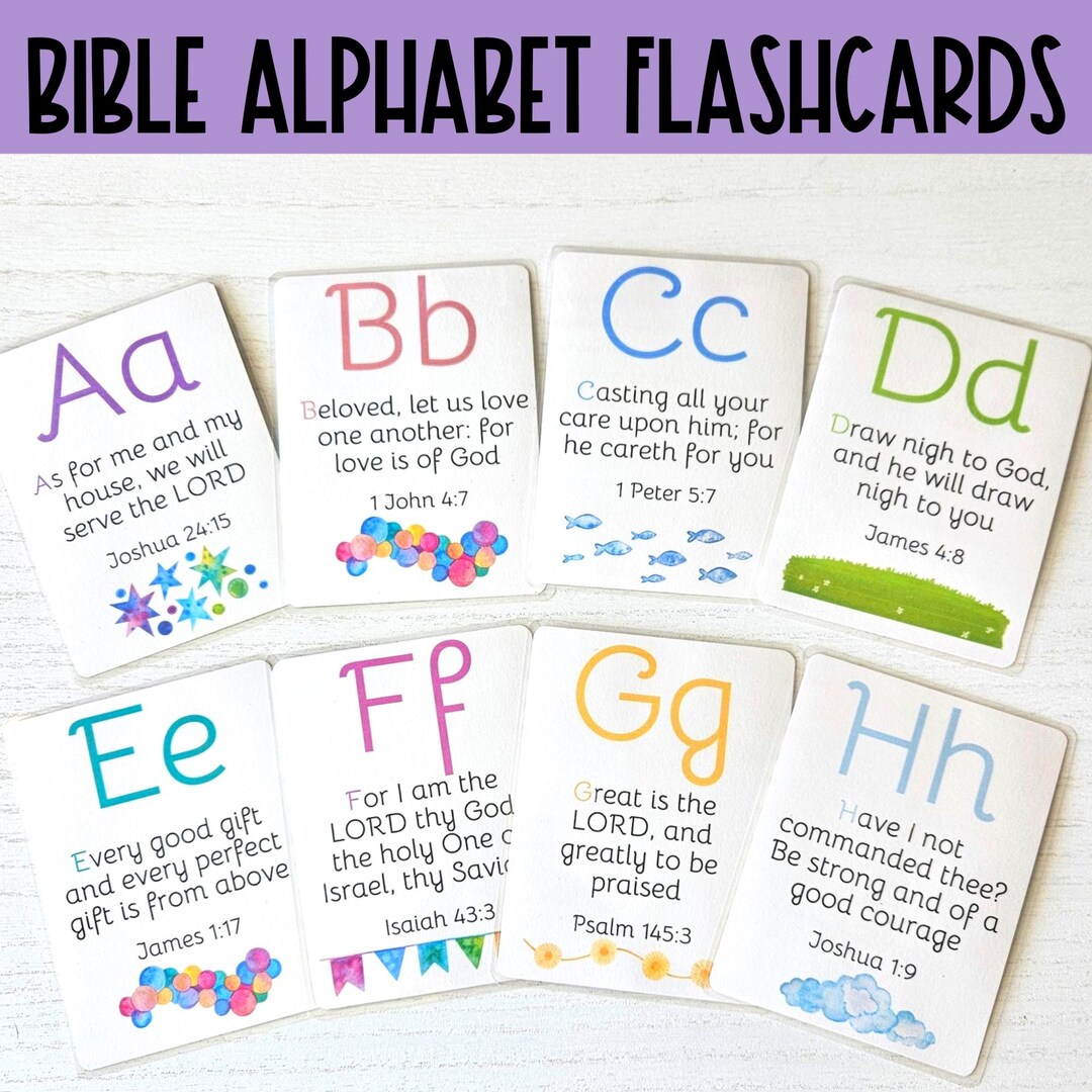 Alphabet Scripture Flashcard Laminated Bible Verse Cards KJV Scripture ...