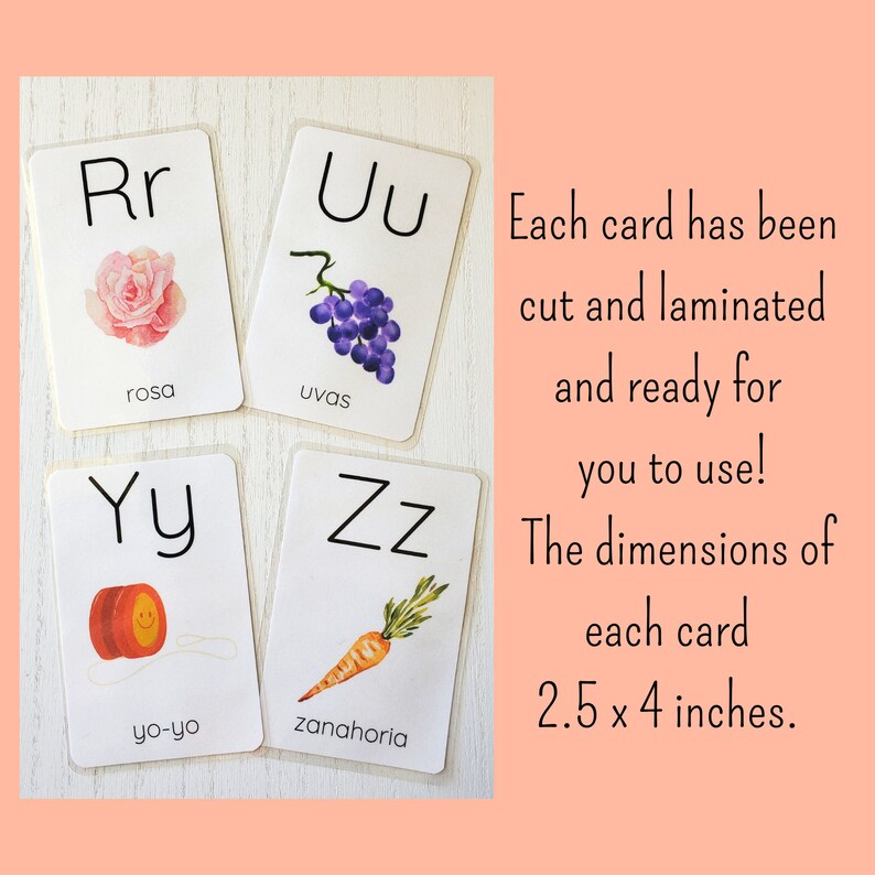 Spanish Alphabet Flashcards Laminated Kids Spanish Alphabet Cards ...