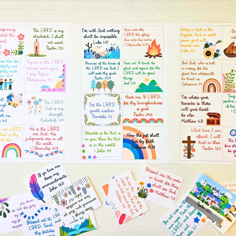 Bible Verse Cards Printable Scripture Flashcards Kids Memory Verse ...