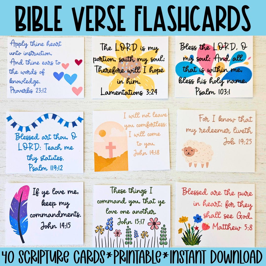 Bible Verse Cards Printable Scripture Flashcards Kids Memory Verse ...