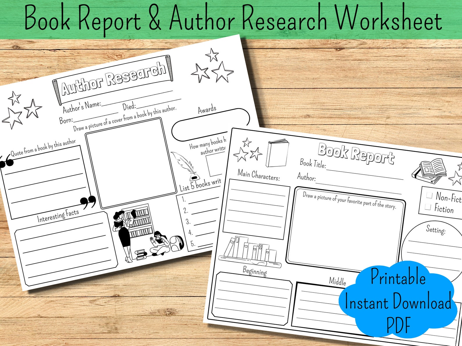 Book Report Template Book Research Author Research Kids Report ...