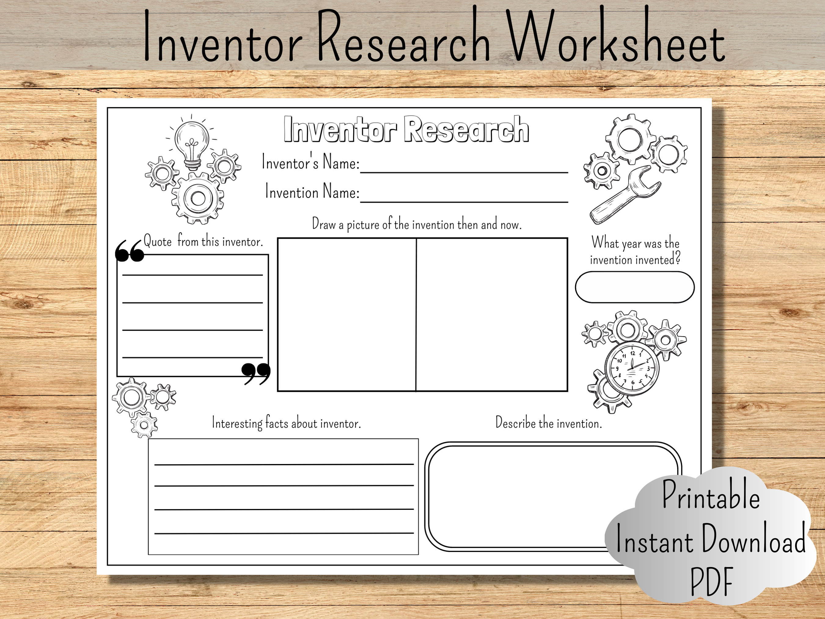 History Project Research Template Social Studies Invention Research ...