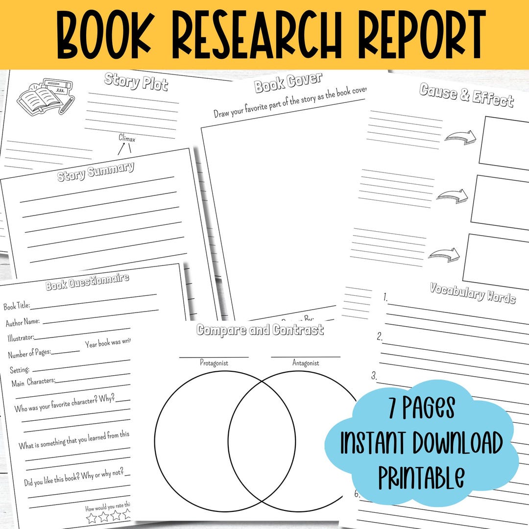 Homeschool Book Report Template Printable Book Research Report Story ...