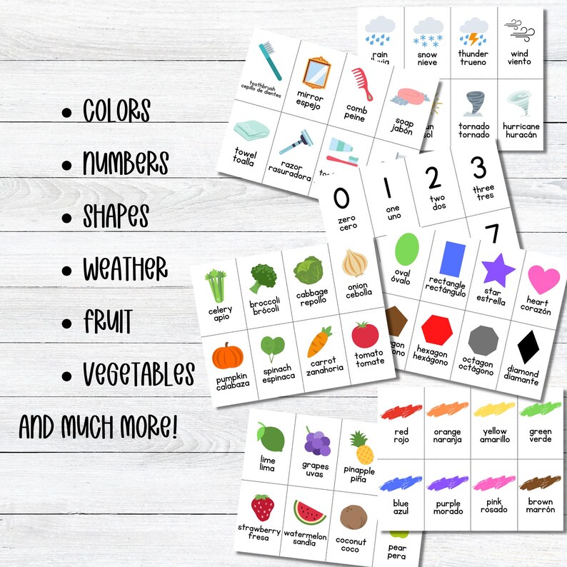 Bilingual Flashcards: English/spanish, Colors, Numbers, Shapes ...