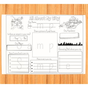 All About Me All About My City Kids About Me Printable Research ...