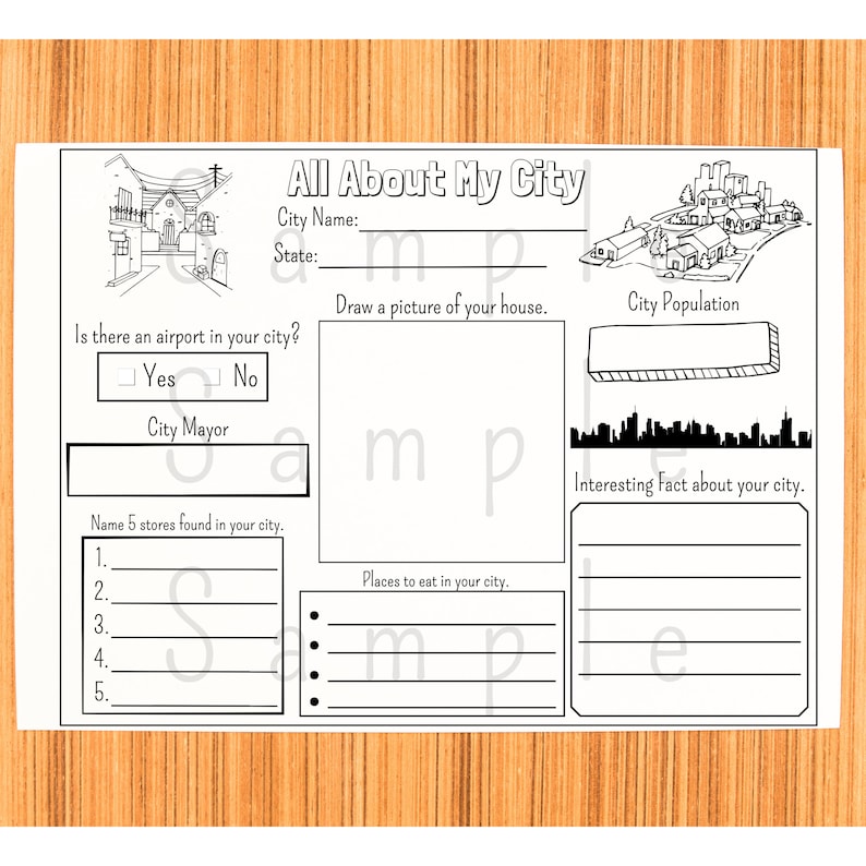 All About Me All About My City Kids About Me Printable Research ...
