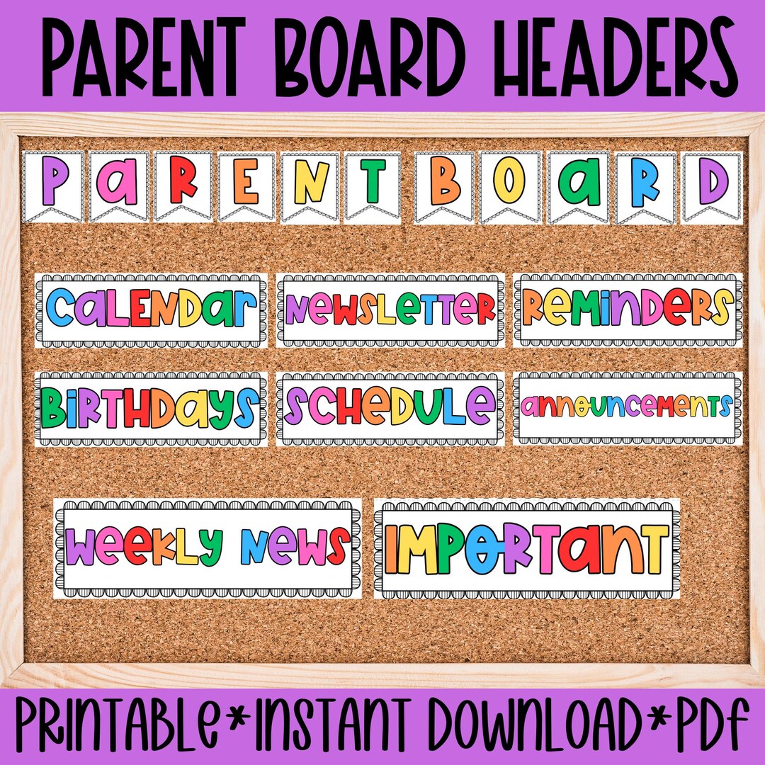 Parent Board Newsletter Bulletin Teacher Printable Headers Daycare ...