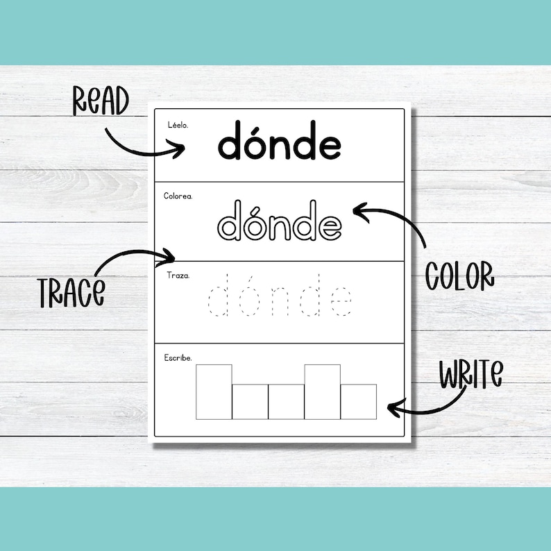 Spanish Sight Word Printable Worksheets Kindergarten Spanish Word ...