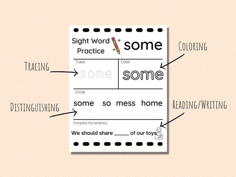 Sight Word Practice Worksheets High Frequency Words - Etsy
