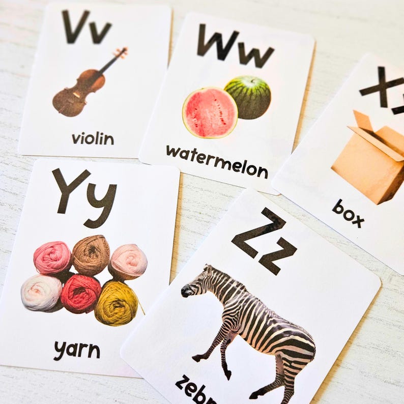 Preschool ABC Laminated Flashcards Real Life Picture Alphabet Cards ...