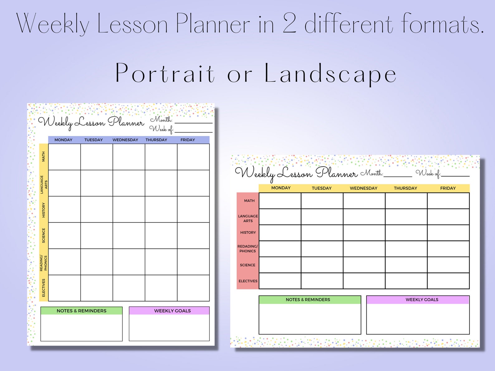 Printable Weekly Lesson Planner Homeschool Weekly Planner - Etsy