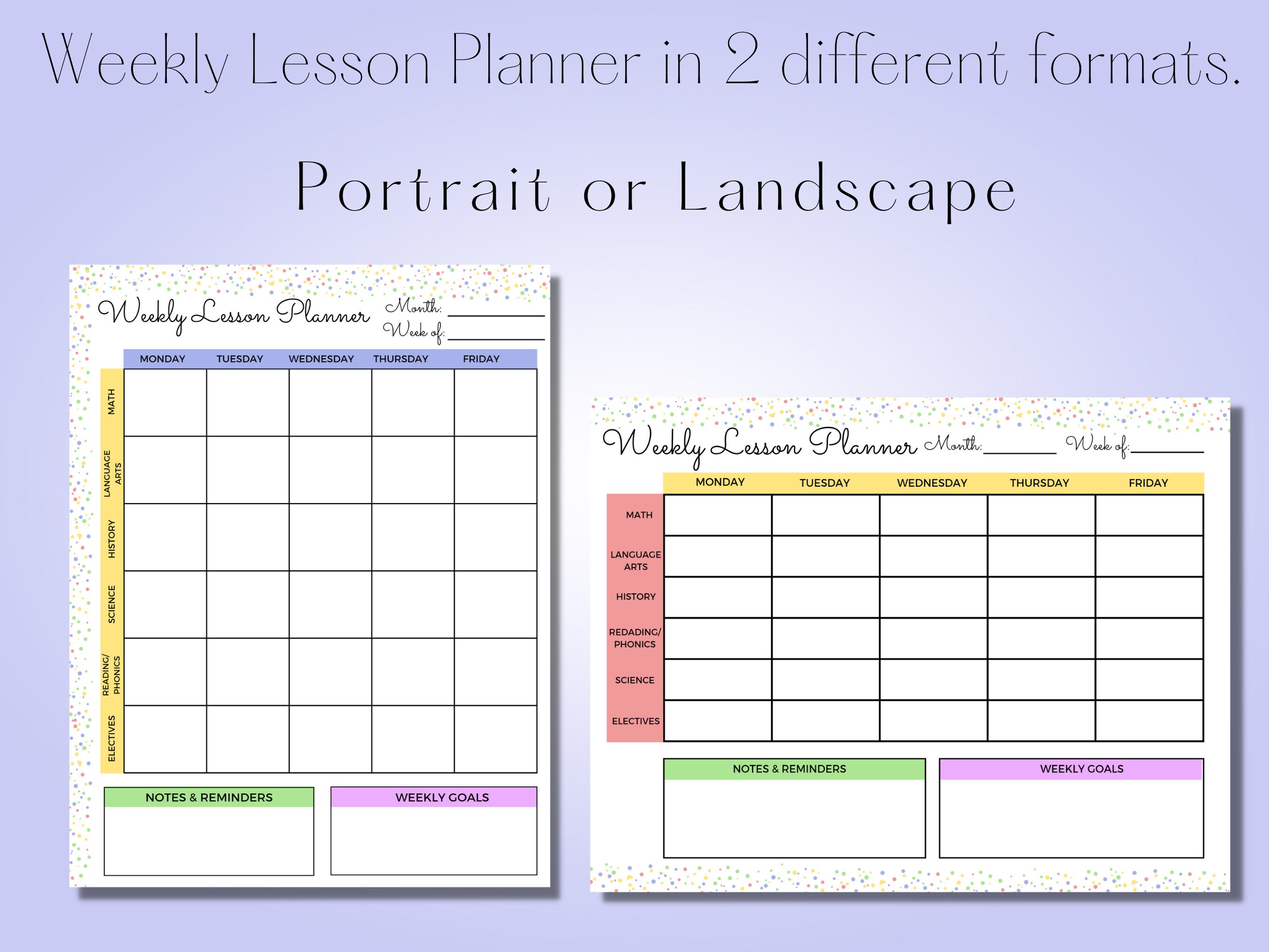Printable Weekly Lesson Planner Homeschool Weekly Planner - Etsy