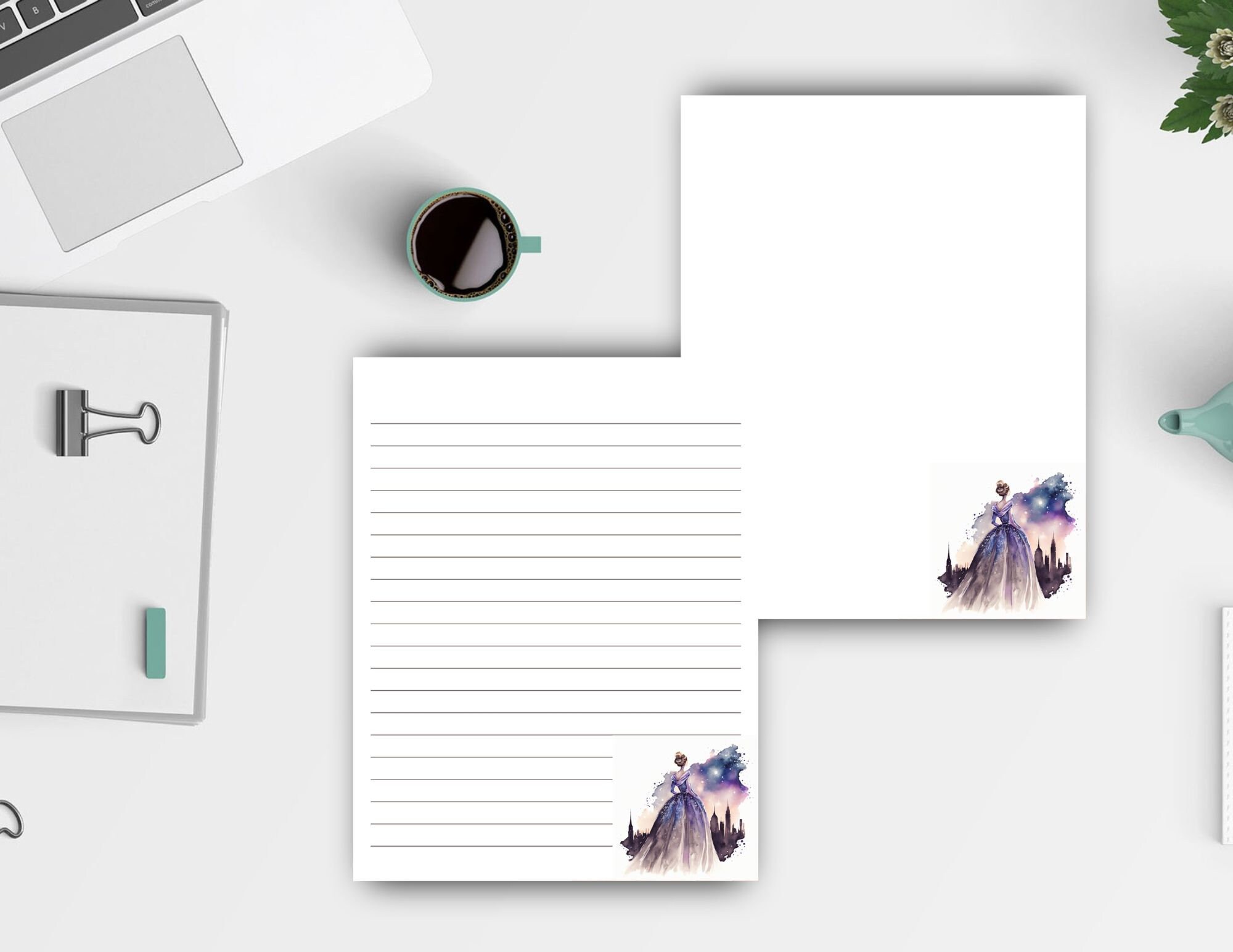 Cinderella Stationery Printable Paper/writing Paper/8.5x11 US Letter ...