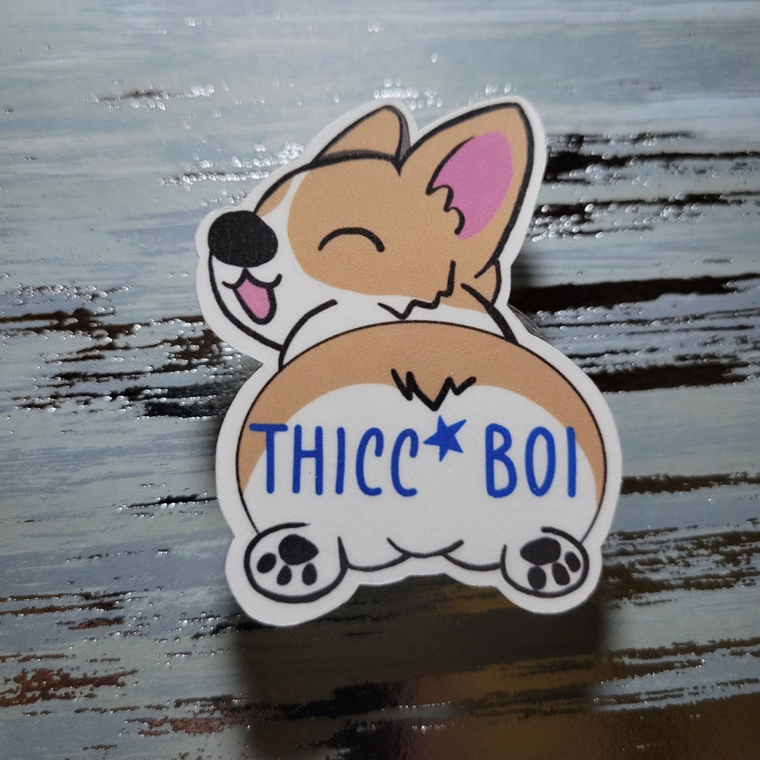 Thicc Boy Corgi Sticker Water Bottle Sticker Vinyl Decal - Etsy