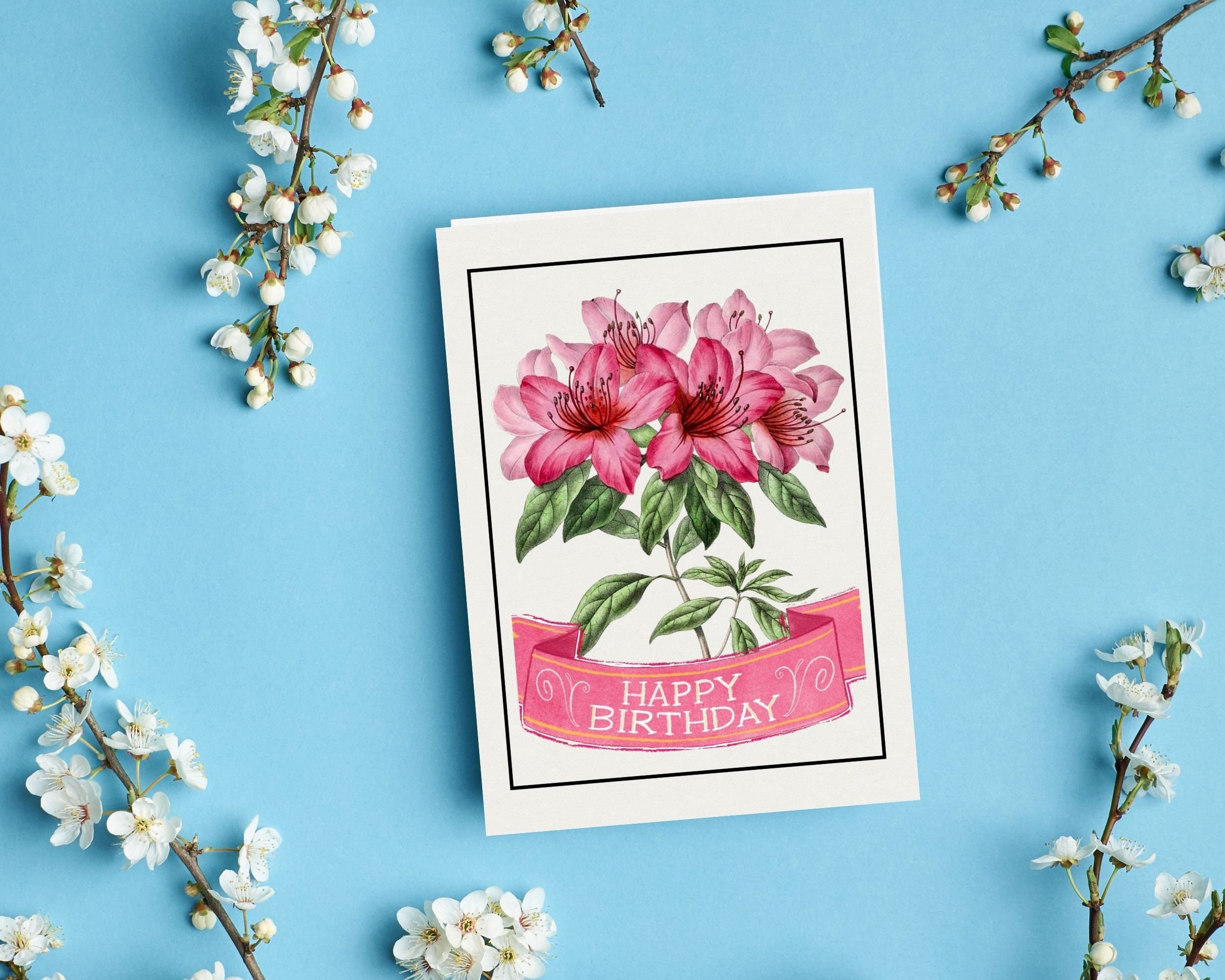 Digital Greeting Card Watercolor Flowers Birthday Card - Etsy