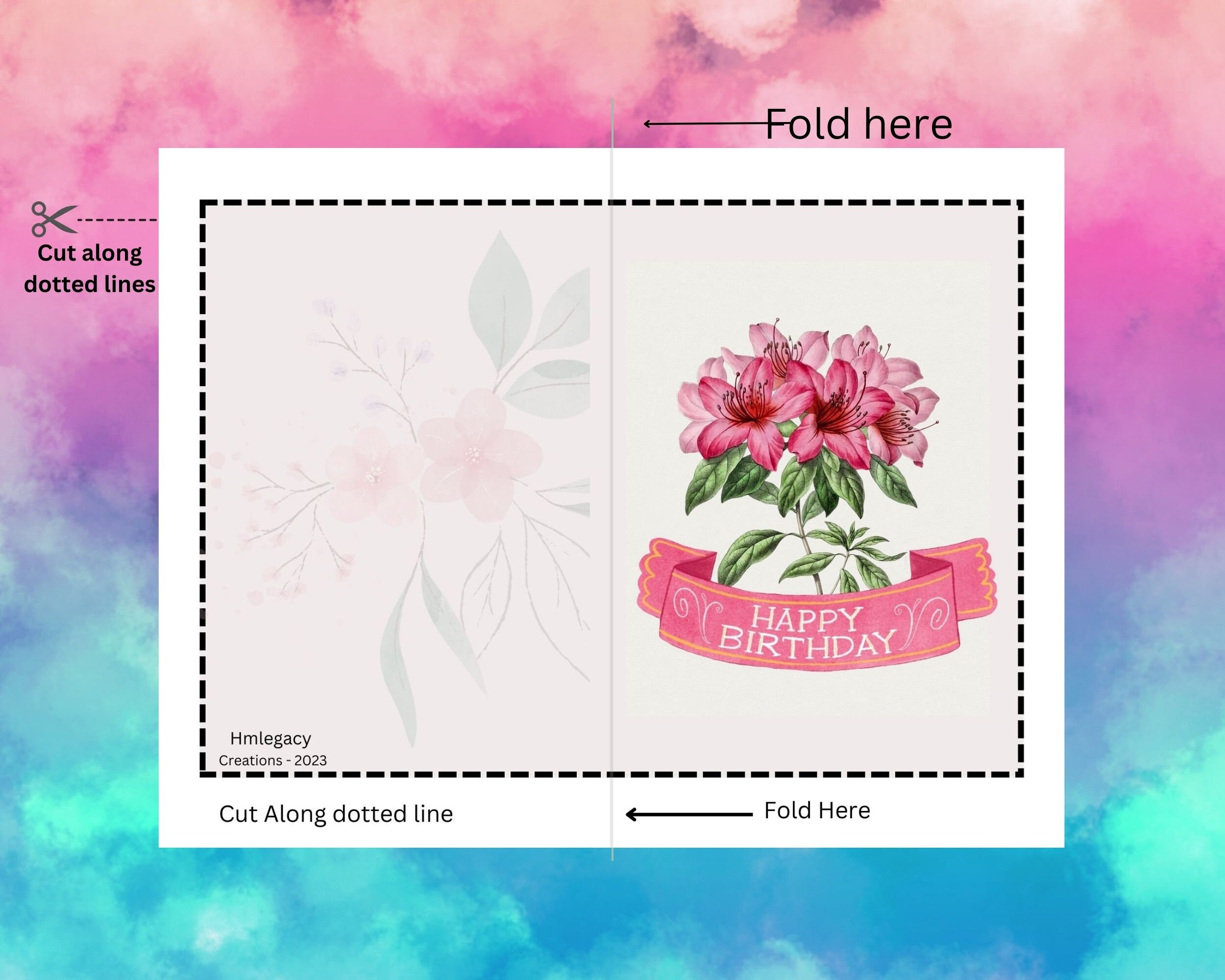 Digital Greeting Card Watercolor Flowers Birthday Card - Etsy
