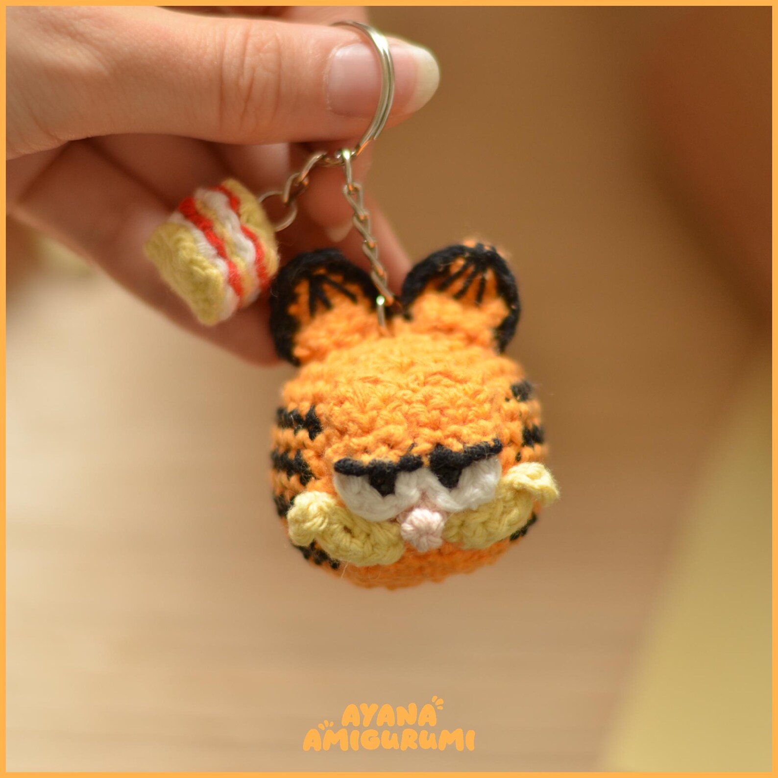 Crochet Pattern for Orange Cat and Food Lasagna Keychain Tutorial PDF ...