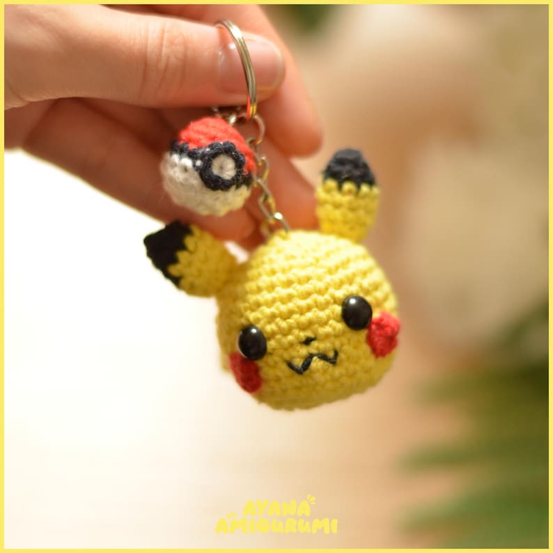 Crochet Pattern for Pocket Monster Yellow and Pokeball Keychain ...