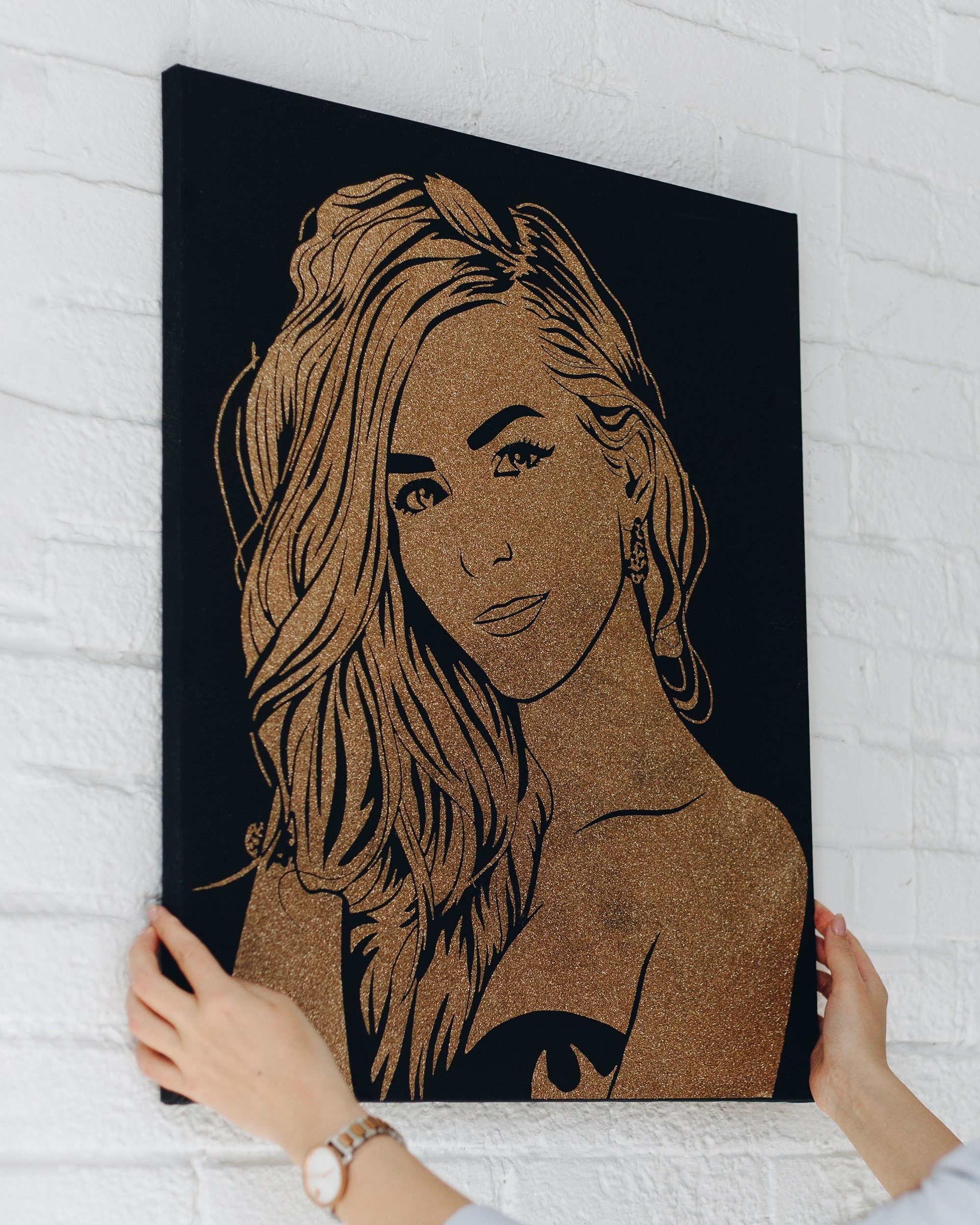 Beautiful Present for Her Gold Glitter Portrait Get Your Girlfriend a ...