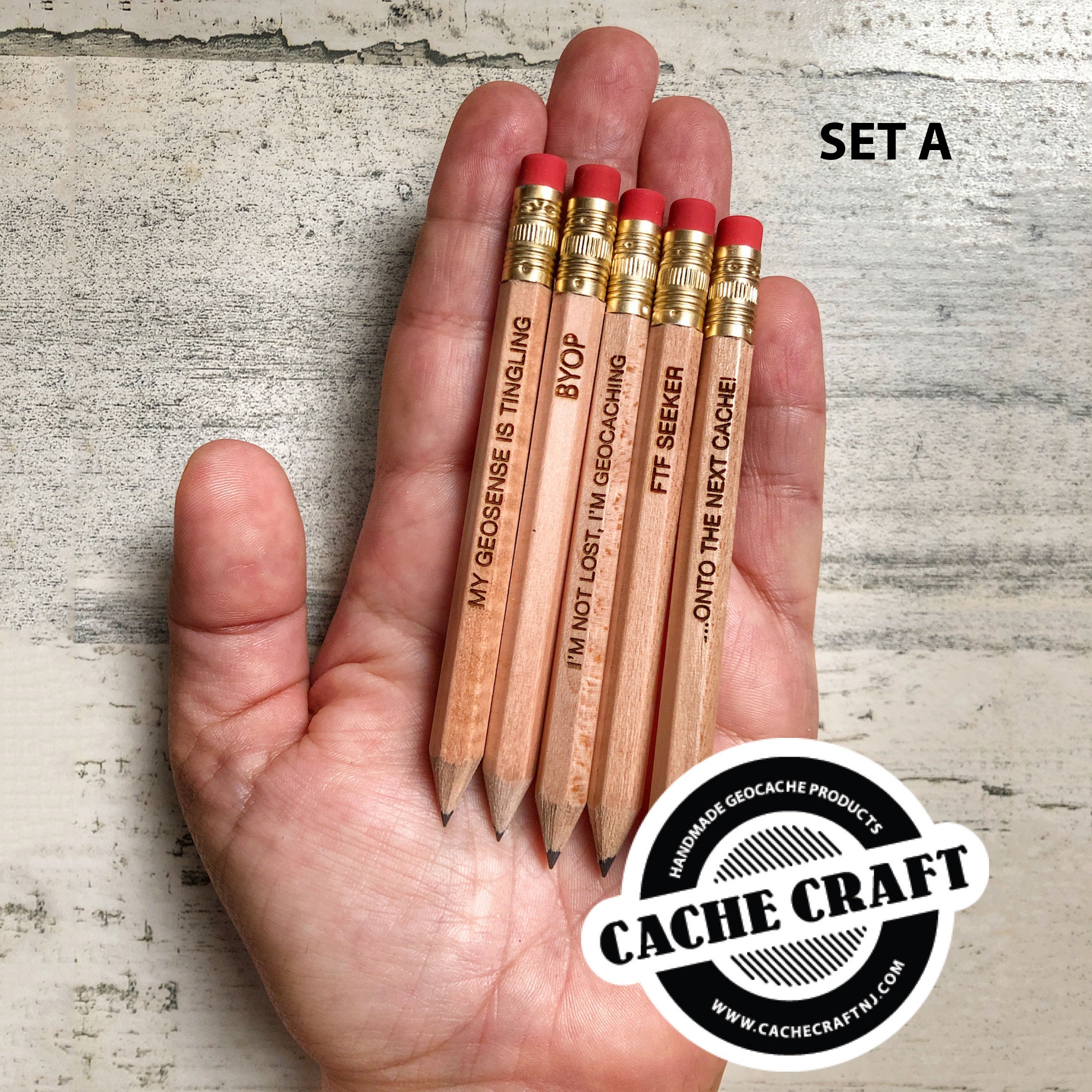 Geocaching Phrases Golf Pencil With Eraser | Sets of 5 - Etsy