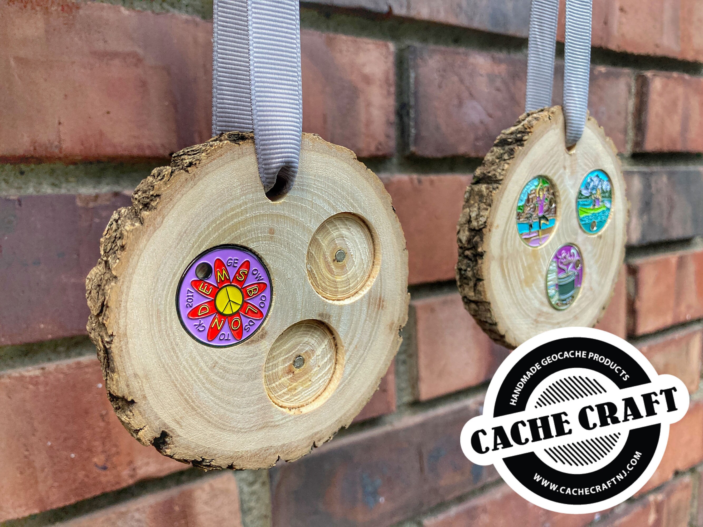 Geocaching Pathtag Wooden Slice Christmas Ornament Wood Round Pathtag ...