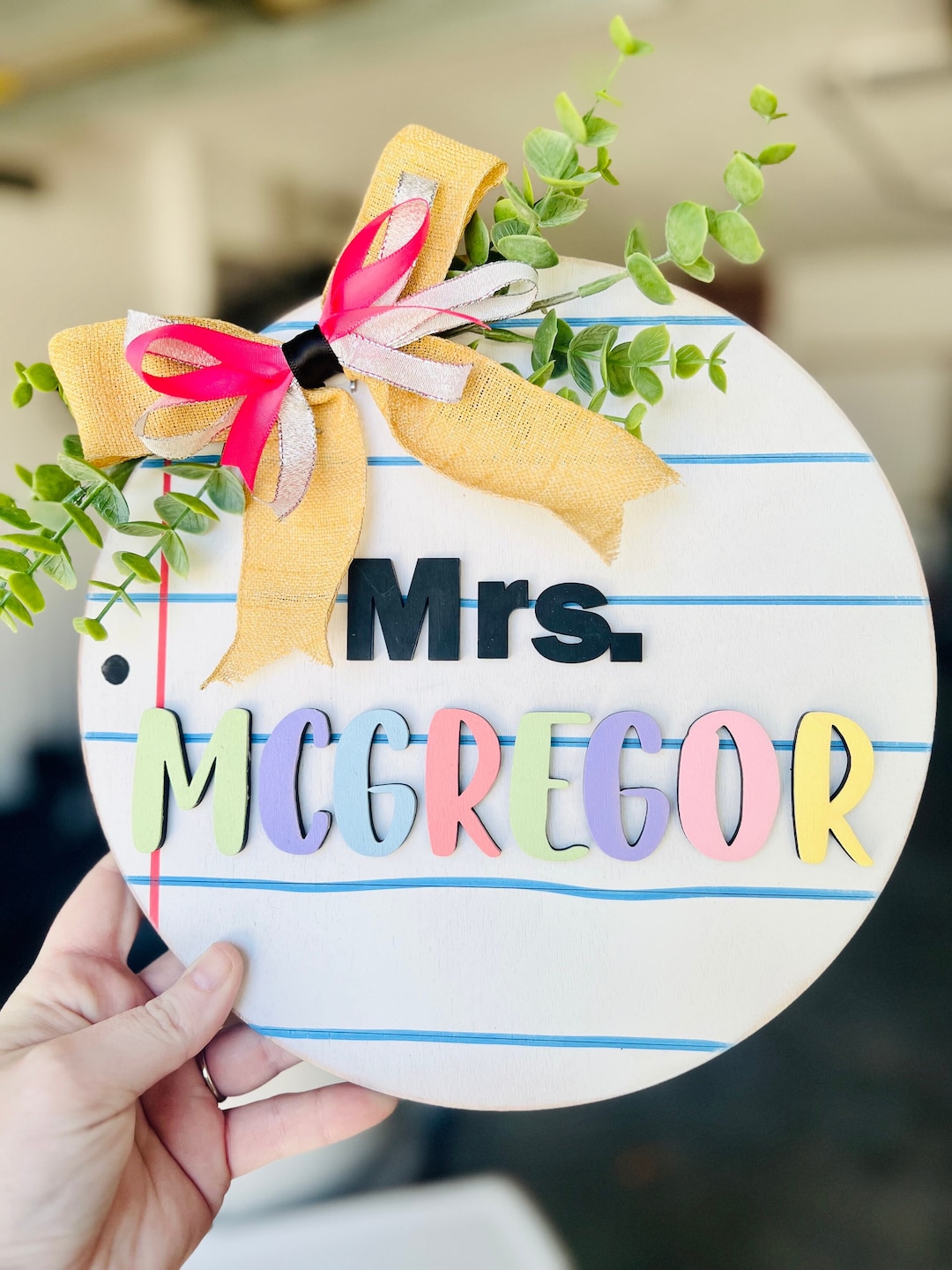 SHIPS FAST Door Hanger for Teachers, Personalized Teacher Sign, Teacher ...