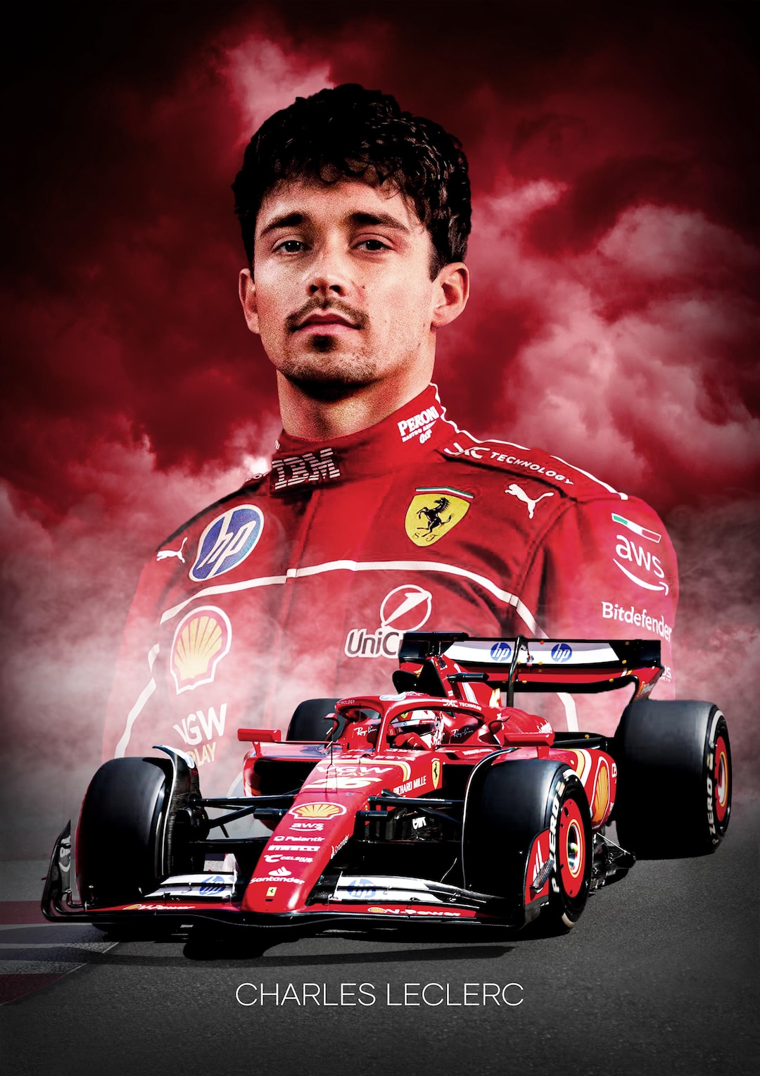 Charles Leclerc F1 2025 - A4 or A3 Poster - Etsy