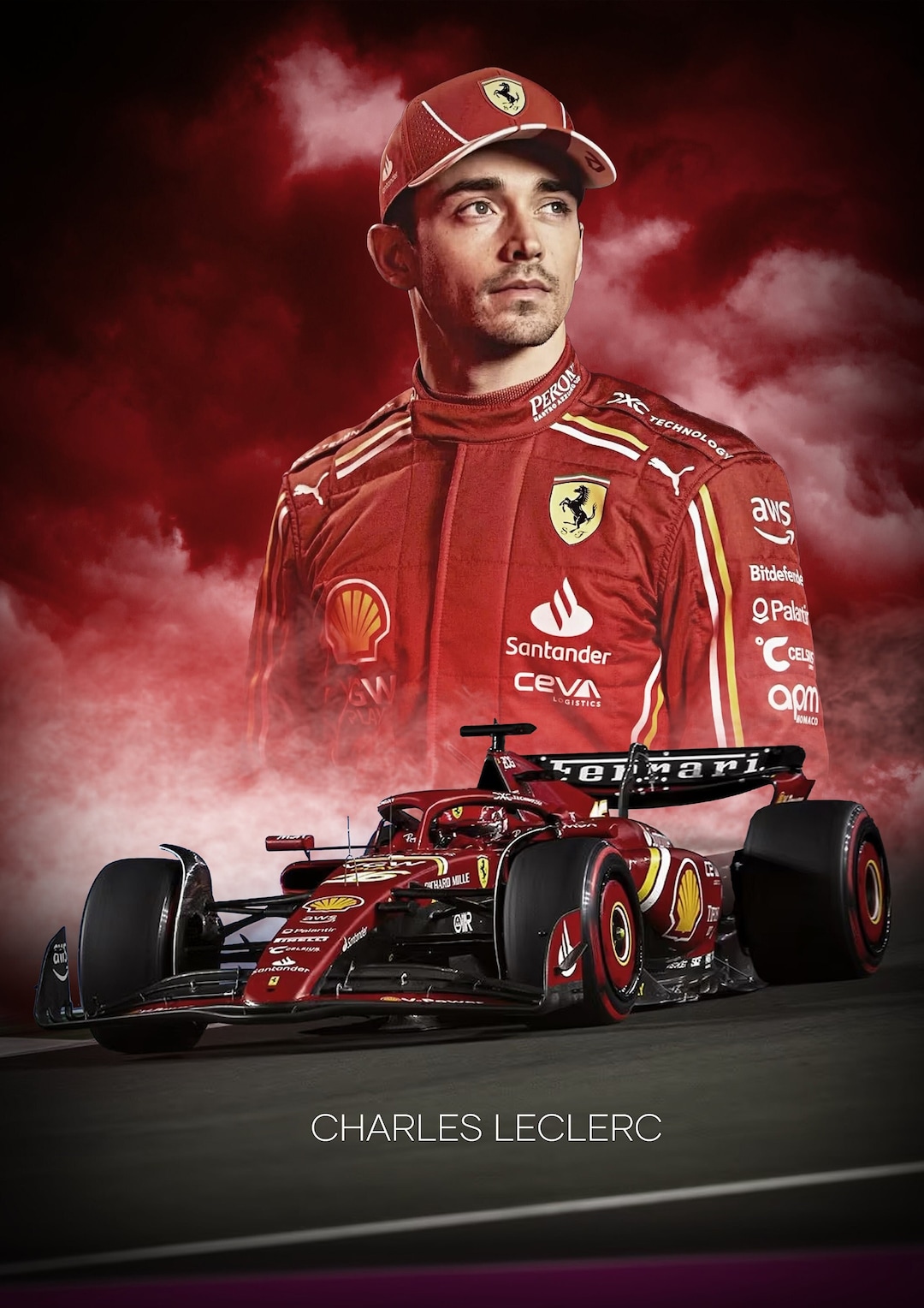 Charles Leclerc F1 2024 - A3 or A4 Poster - Etsy