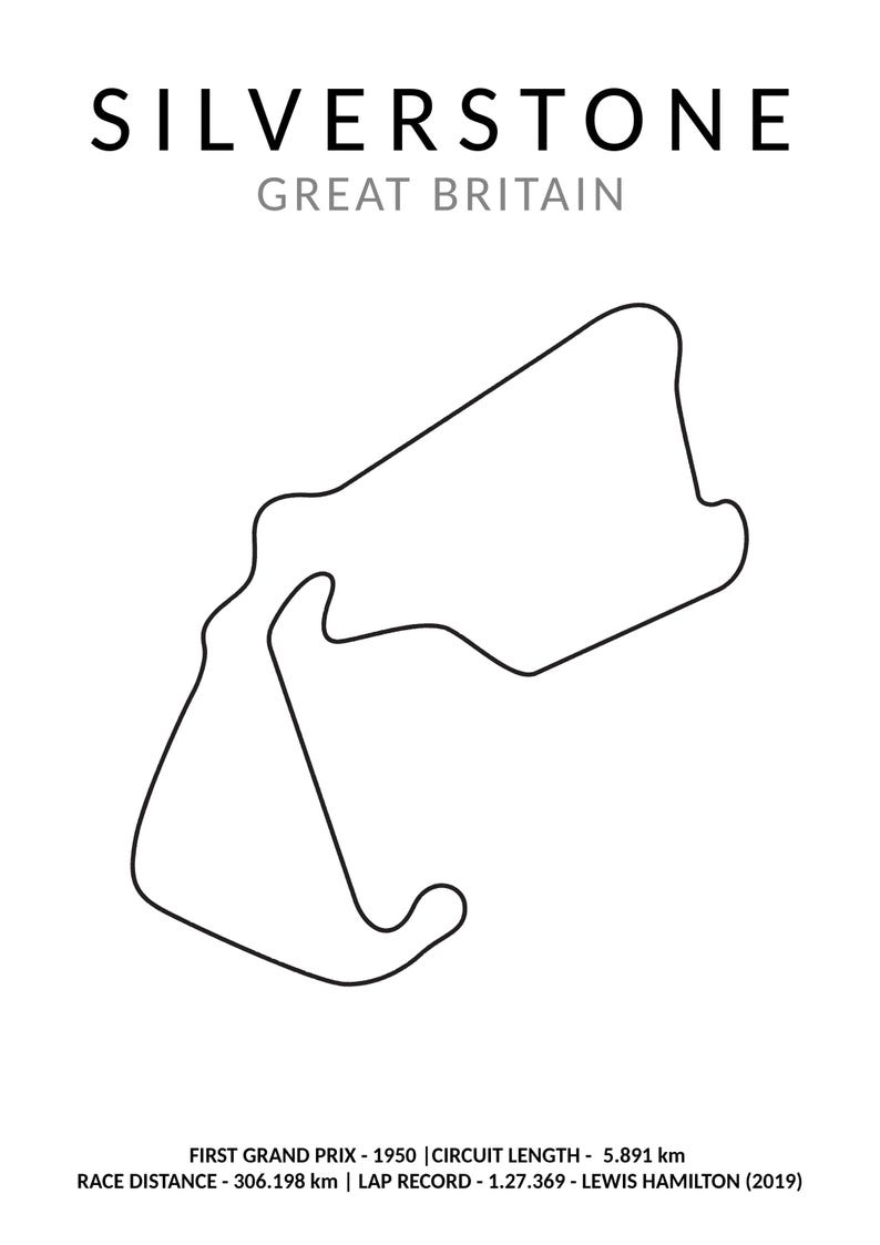 Silverstone F1 Grand Prix Track Map - A3 or A4 Poster (digital Download ...