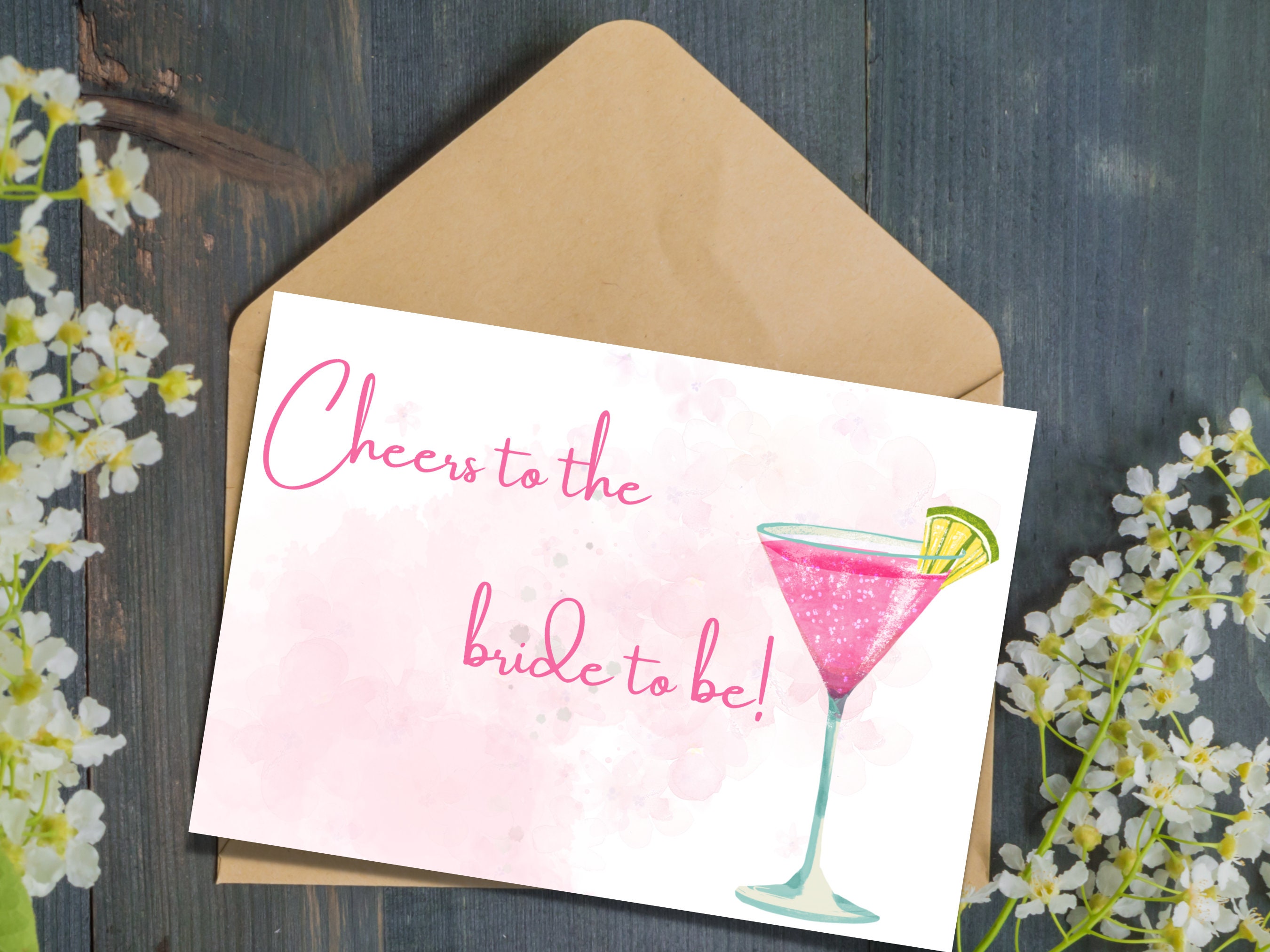 Bridal Shower Greeting Card Cheers to the Bride to Be Bridal Gift ...