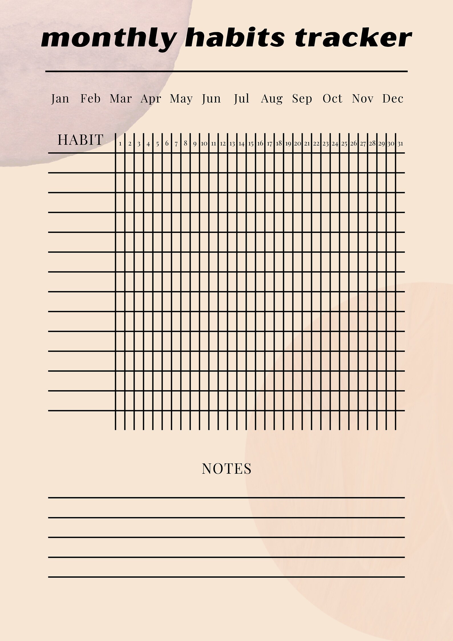 Habit Tracker Habits Tracker Habit Chart PDF Printable Daily | Etsy