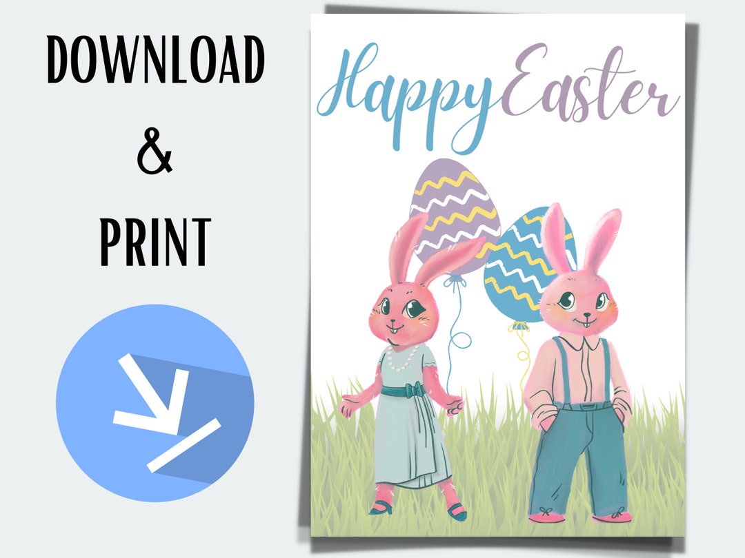 Easter Bunny Card, Easter Printables, Printable Easter Card, Happy ...