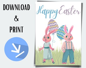 Printable Easter Card, Happy Easter Greeting Card, Easter Cards, Easter ...