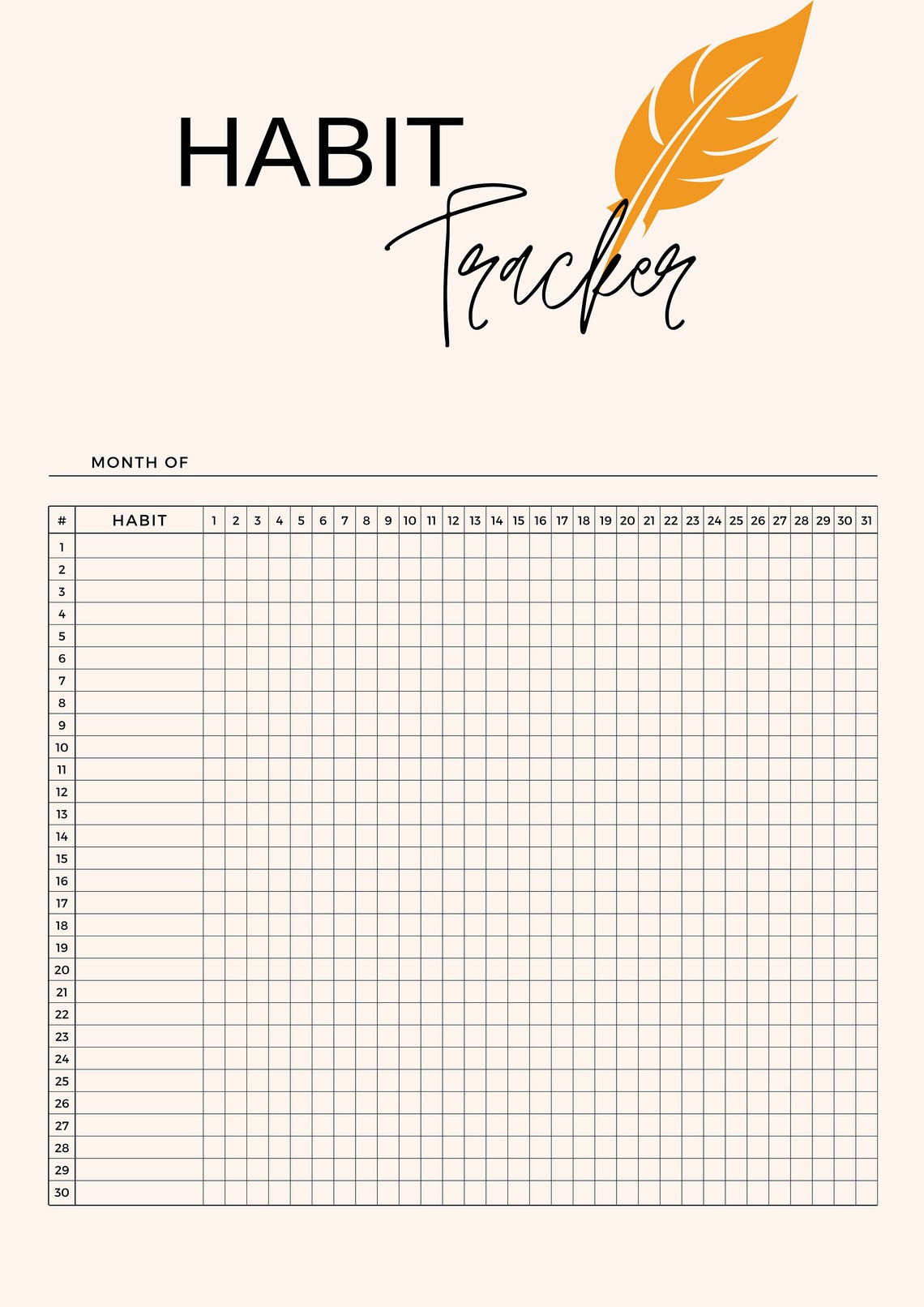 Habit Tracker Habits Tracker Habit Chart PDF Printable Daily | Etsy