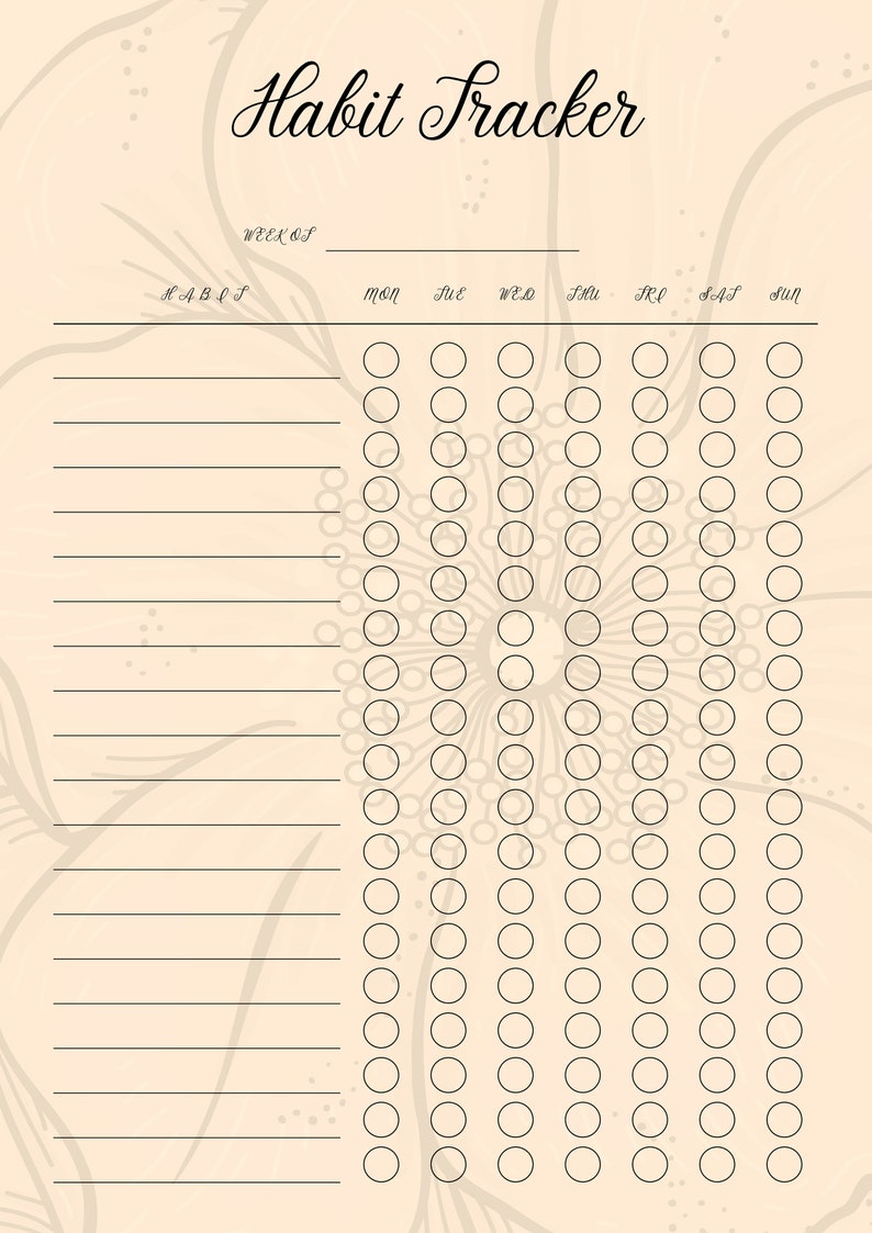 Habit Tracker Habits Tracker Habit Chart PDF Printable Daily | Etsy