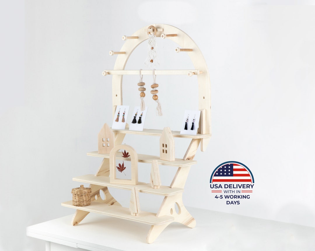 Pebble Step Rainbow, Wooden Shelf, Tiered Display, Retail Display ...