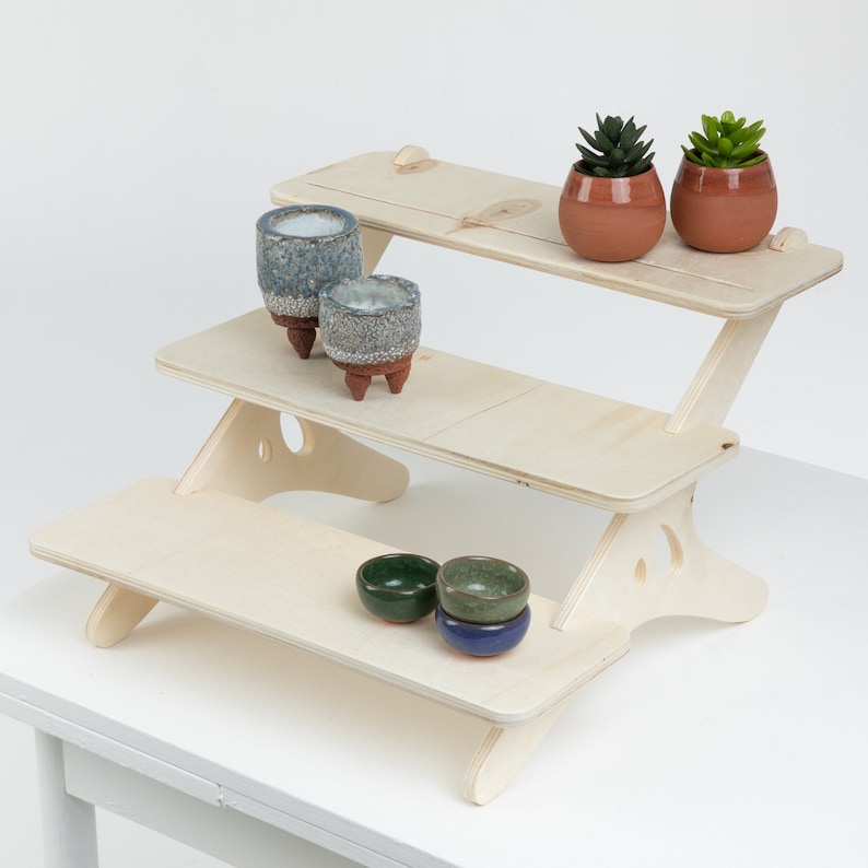 Pebble Step W wooden Shelf Tiered Display Retail Display - Etsy