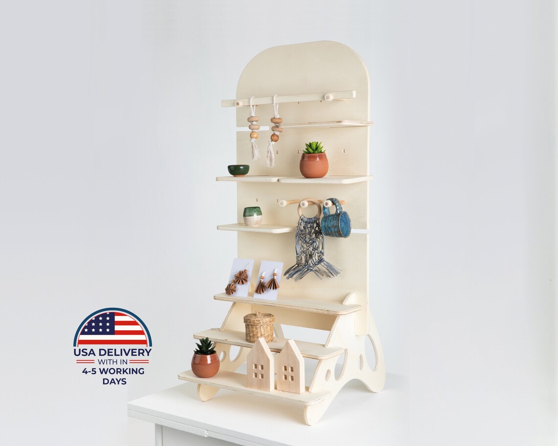 Pebble Mini ,wooden Shelf, Tiered Display, Retail Display, Collapsible ...