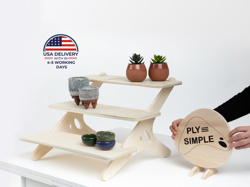 Pebble Step W wooden Shelf Tiered Display Retail Display - Etsy