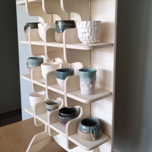 Mini Cell 16-cup-wooden Coffee Cup Mug Rack With Shelf.rustic Modern ...