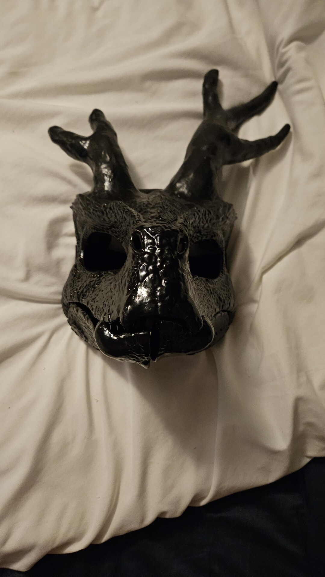 Fursuit Mask, Antlers, All Black, Split Bottom Jaw - Etsy