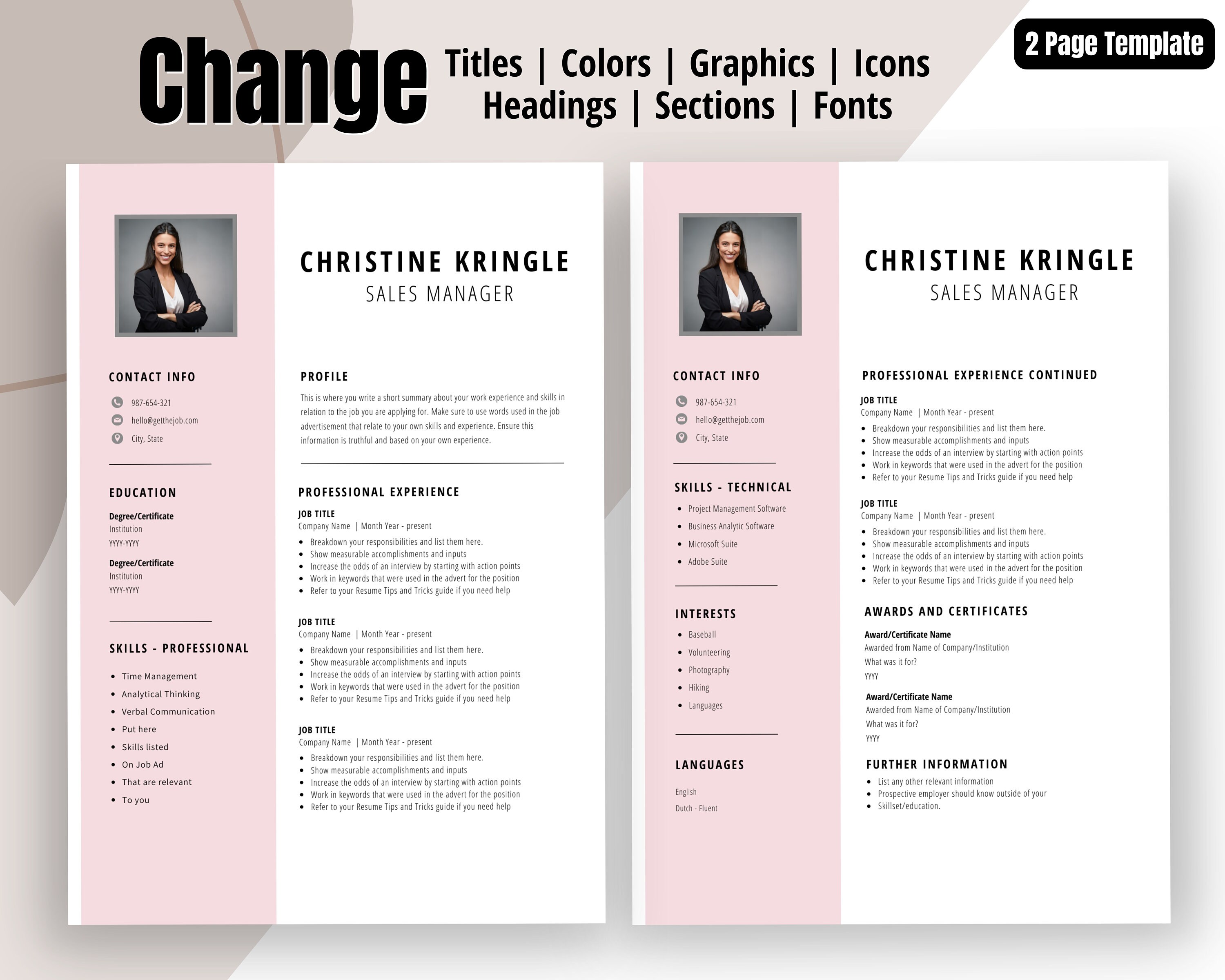 Canva Cv Template CV Creative Professional CV Cover - Etsy Canada