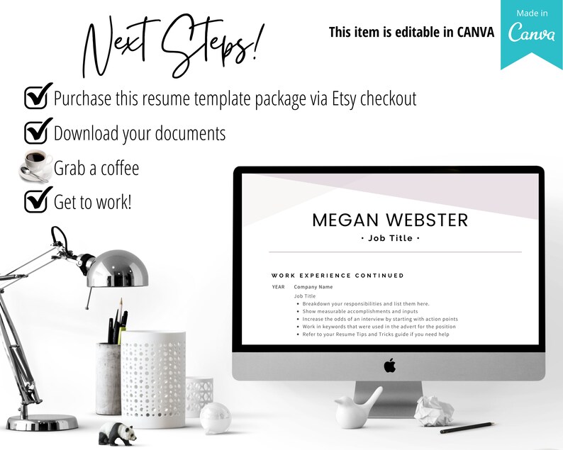 resume-template-canva-cv-template-canva-ats-friendly-cv-etsy