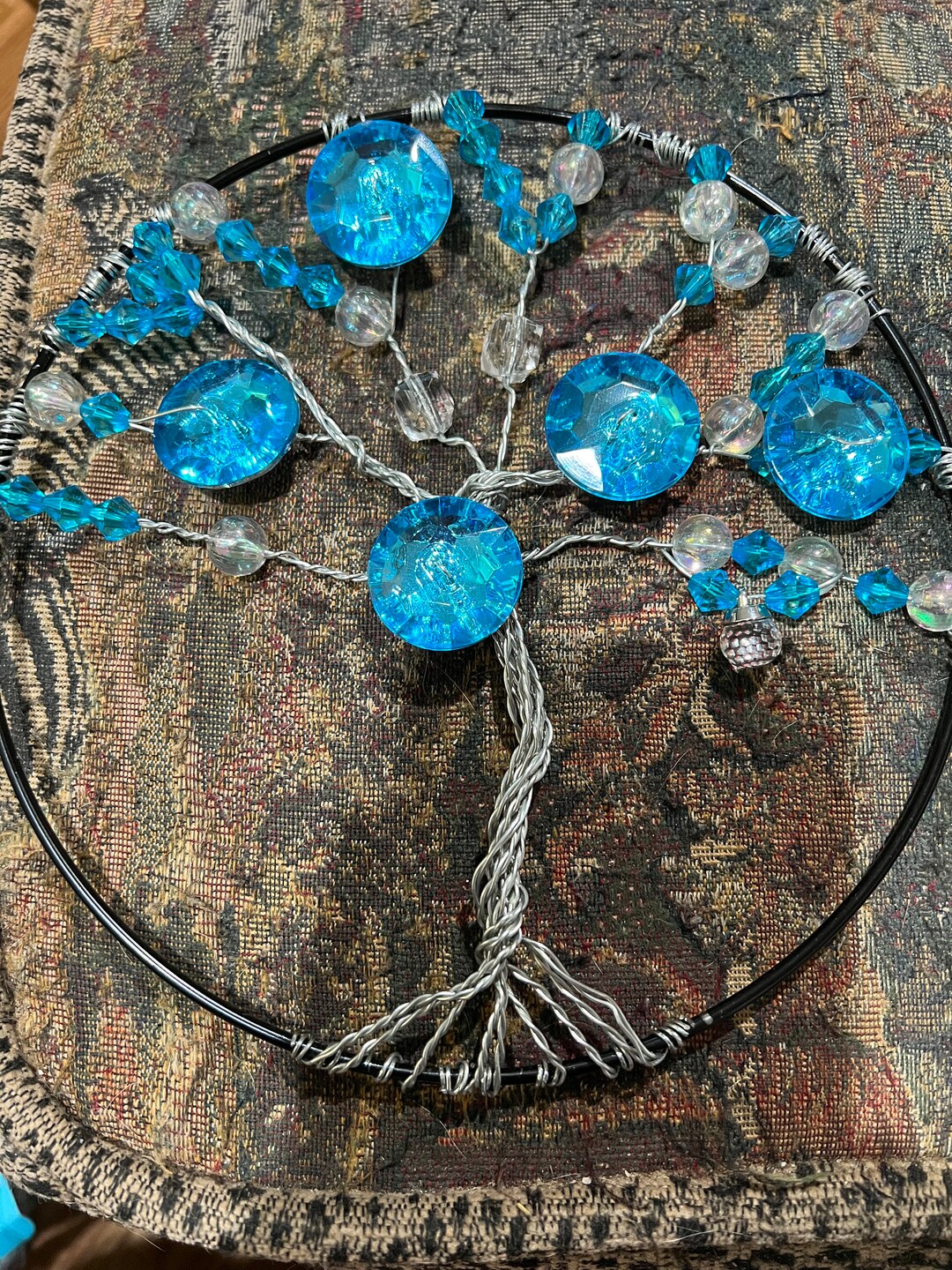 Blue Button Tree of Life Suncatcher - Etsy