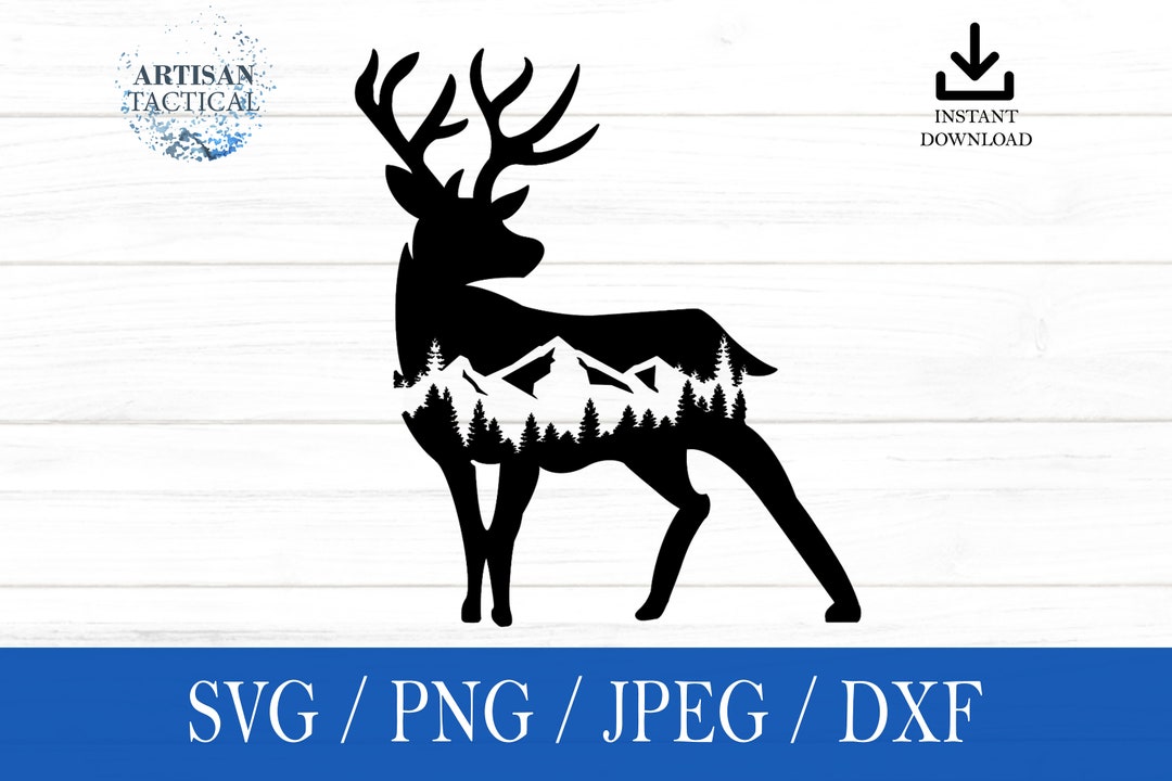 Cervo svg, Montagna SVG, Animale svg, png, dxf, jpeg, download digitale ...